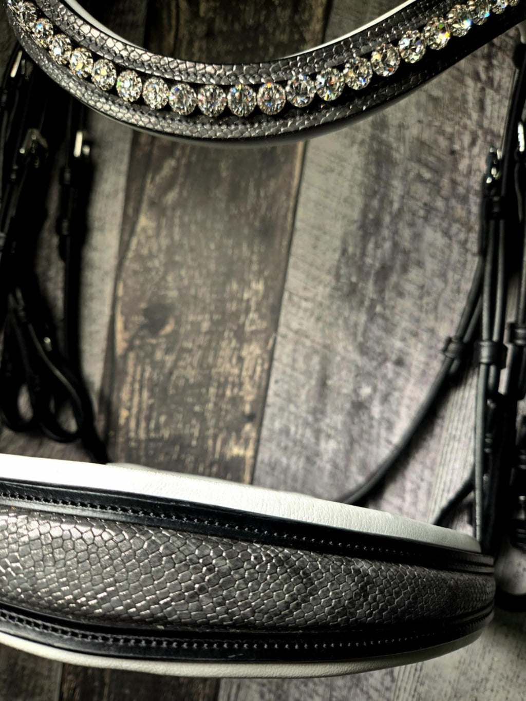 Grey Python Shimmer Double Bridle – Solo Equine